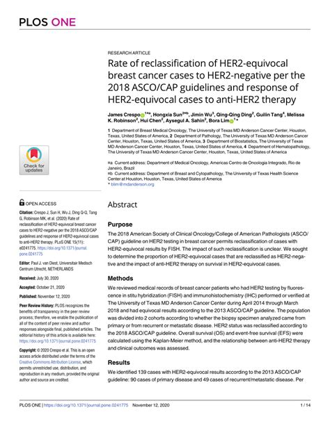Pdf Rate Of Reclassification Of Her2 Equivocal Breast Cancer Cases To
