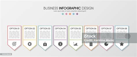 Template Infografis Warnawarni Dengan 8 Opsi Flowchart Vektor Ilustrasi Stok Unduh Gambar