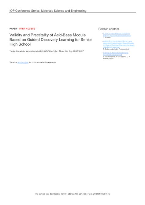Pdf Validity And Practitality Of Acid Base Module Based On Guided Discovery Learning For