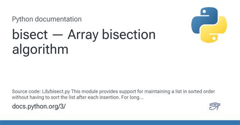 Bisect — Array Bisection Algorithm — Python 3138 Documentation
