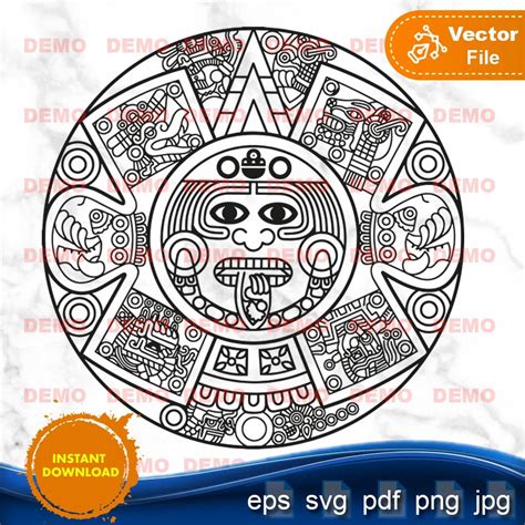 Aztec Calendar Detailed Svg Cultures Through History Vector Image