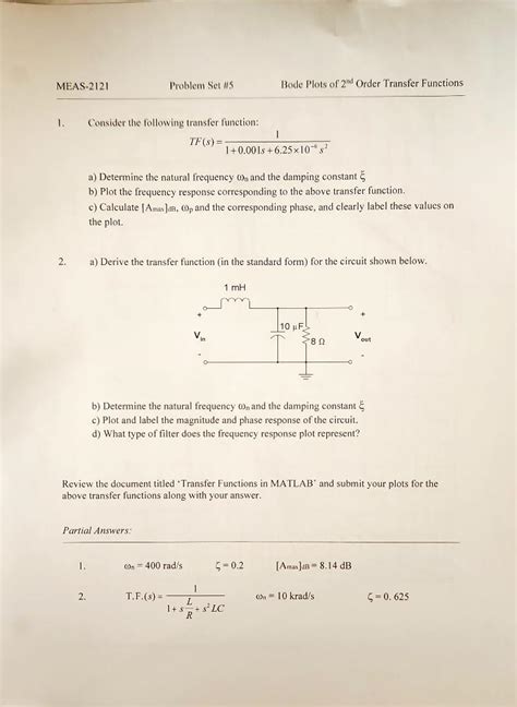 solved 1 consider the following transfer function