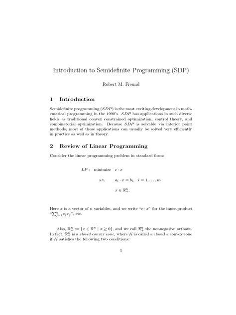 introduction to semidefinite programming sdp robert m freund
