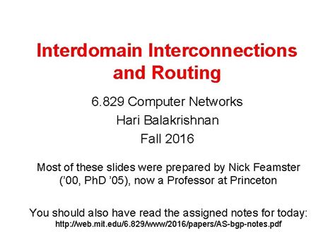 Interdomain Interconnections And Routing 6 829 Computer Networks