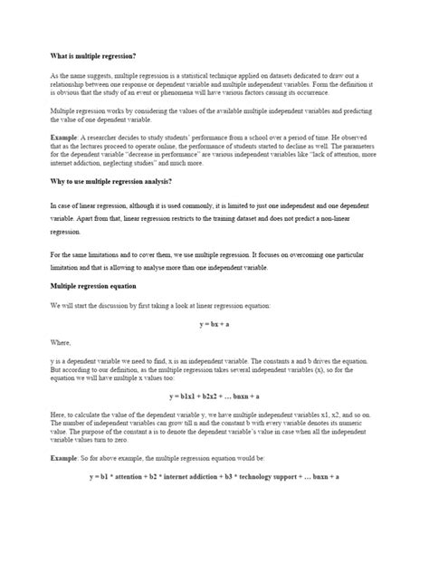 Multiple Regression Pdf Regression Analysis Linear Regression