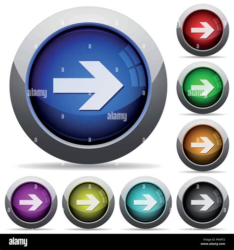 Set Of Round Glossy Right Arrow Buttons Arranged Layer Structure Stock