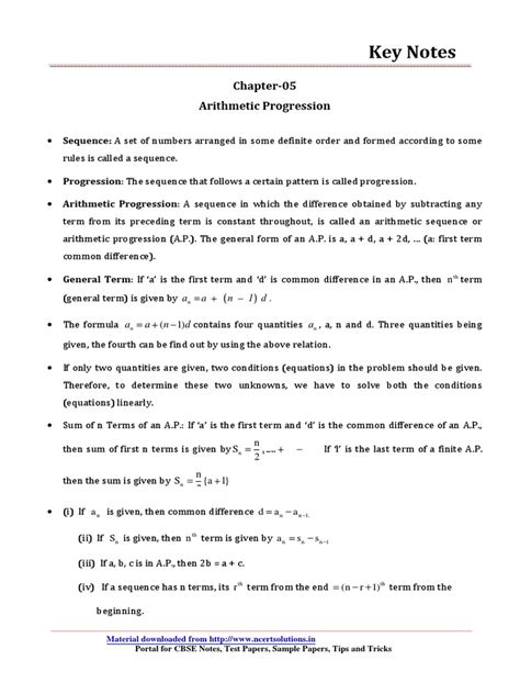 understanding the key concepts and formulas of arithmetic progressions