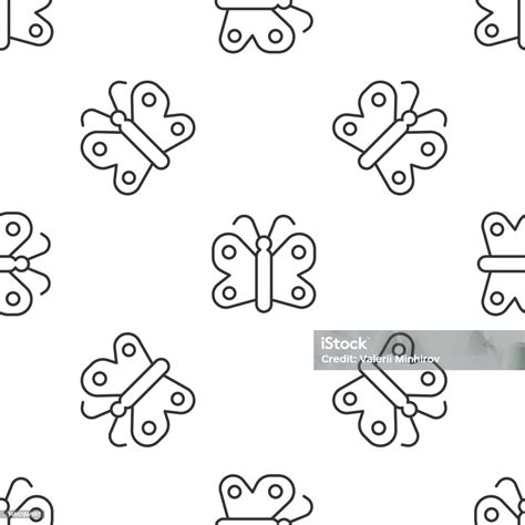 회색 선 나비 아이콘은 흰색 배경에 분리된 매끄러운 패턴입니다 벡터 개체 그룹에 대한 스톡 벡터 아트 및 기타 이미지 개체