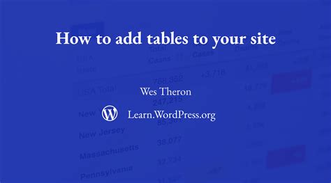 How To Add Tables To Your Site Learn Wordpress