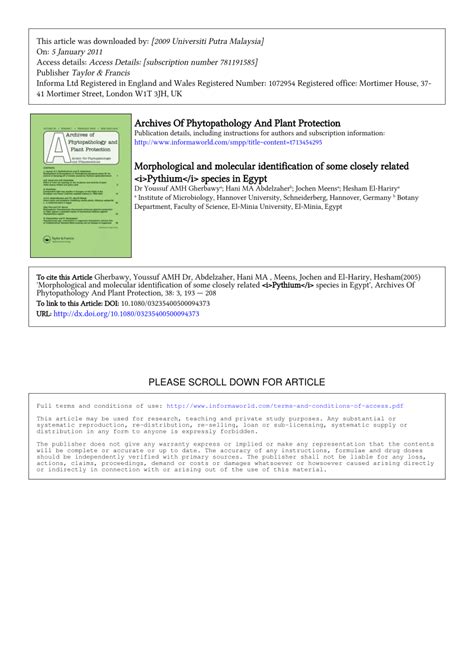 Pdf Morphological And Molecular Identification Of Some Closely