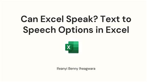 Can Excel Speak Text To Speech Options In Excel Urbizedge Limited
