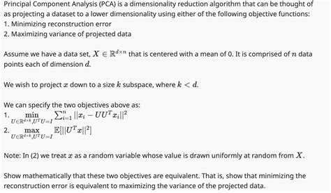 Solved Xinrd×nprincipal Component Analysis Pca ﻿is A