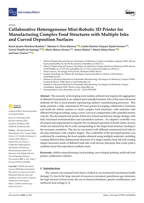 Pdf Collaborative Heterogeneous Mini Robotic 3d Printer For