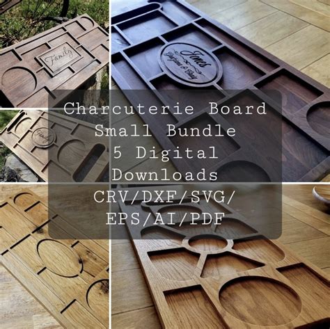 Charcuterie Board Cnc File 5 Designs Crv Dxf Ai Pdf Eps Svg Digital Download Vcarve