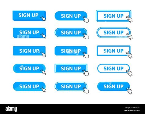 Sign Up Button With Pointer Clicking Web Button Finger Pressing