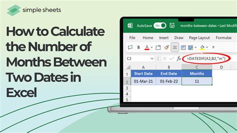 Calculating The Number Of Months Between Dates In Excel