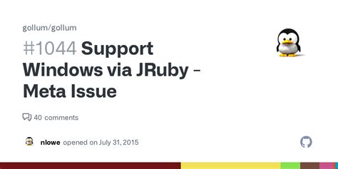 Support Windows Via Jruby Meta Issue · Issue 1044 · Gollumgollum · Github