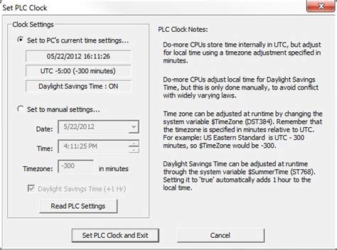 Manually Setting The Clock