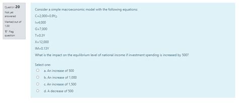 Solved Consider A Simple Macroeconomic Model With The Chegg