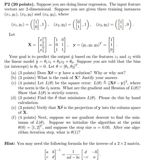 Solved P2 20 Points Suppose You Are Doing Linear
