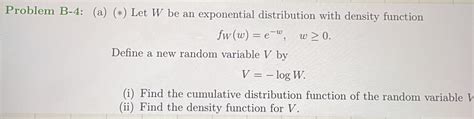 Solved FW W Ew W Define A New Random Variable V By Chegg