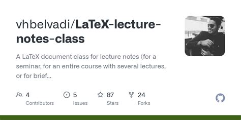Github Vhbelvadilatex Lecture Notes Class A Latex Document Class