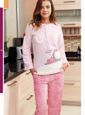 Bone Pijama Nakışlı Polar Bayan Pijama Takımı 4619 Polarpijama Polarpijamatakımı