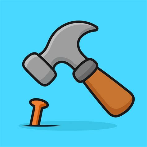 Premium Vector Illustration Cute Cartoon Hammer And Nail Vector Design