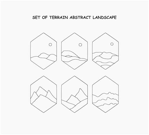 지형 추상 풍경의 집합 프리미엄 벡터