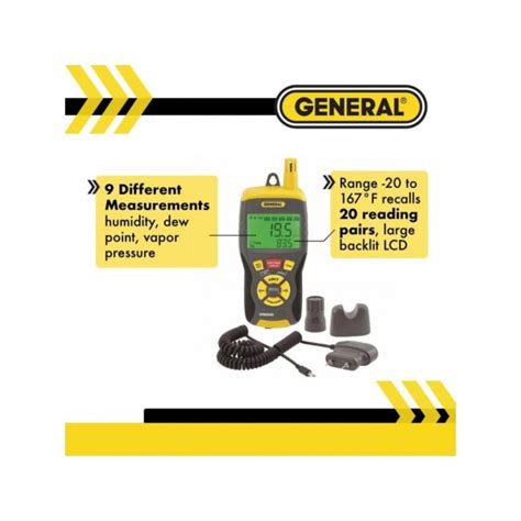 General Tools Rhmg650 Medidor De Temperatura Y Humedad 9 En 1 Con Medidor De Humedad Con Clavija