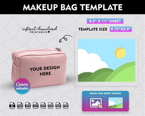 Makeup Bag Template Comesticbag Make Bag Svg Make Bag For