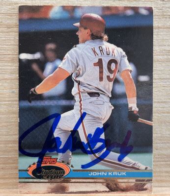 1991 Stadium Club 227 John Kruk Philadelphia Phillies Signed Baseball