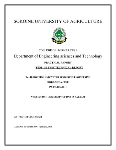 Lab Report Engineering Materials Lab Tensile Test Pdf