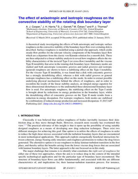 The Effect Of Anisotropic And Isotropic Roughness On The