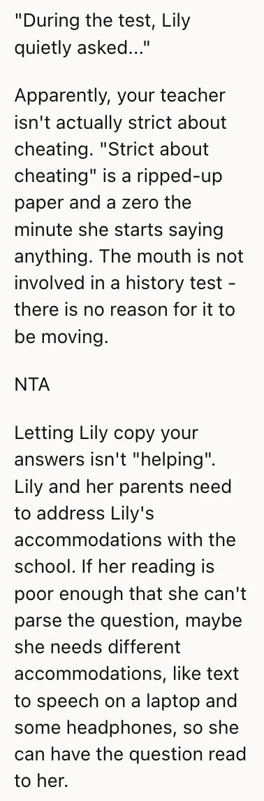Student Refuses To Help Her Dyslexic Cousin Cheat On A Test So Now She