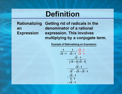 Video Definition 39 Rationals And Radicals Rationalizing An