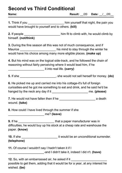 101 Printable Second Vs Third Conditional PDF Worksheets Grammarism
