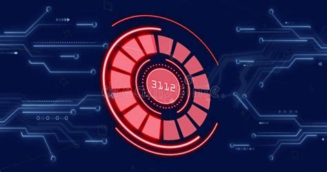 Image Of Scope Scanning Over Computer Circuit Board With Icons On Blue Background Stock