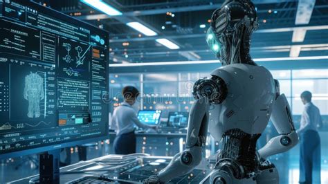 Team Of Engineers Innovating In Advanced Robotics Laboratory Stock Illustration Illustration