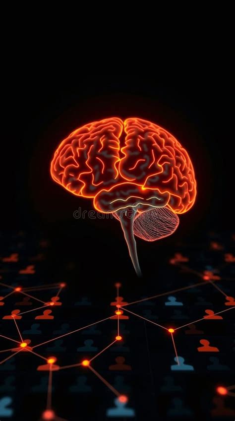 Brain Algorithm Processing Social Media Profiles Data Stock