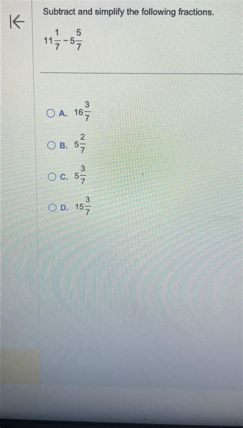 Solved Subtract And Simplify The Following Chegg Com