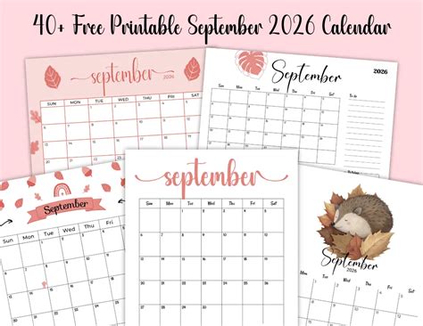 September 2026 Calendars 40 Free Printable Pdf