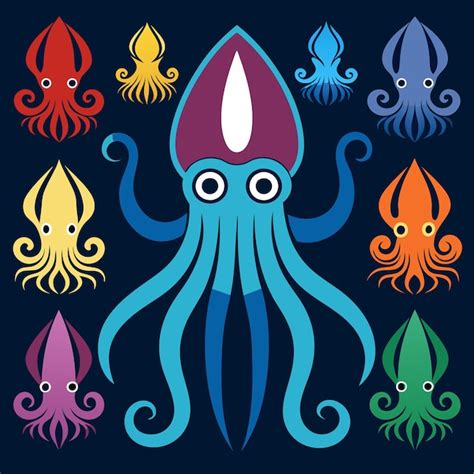 Premium Vector Colorful Squid Pattern