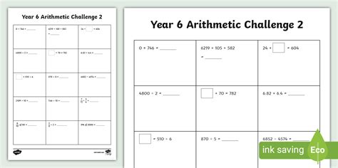 👉 Year 6 Arithmetic Challenge 2 Arithmetic Sats Revision