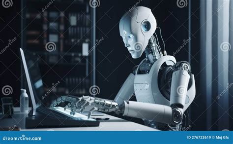 Robot Using Modish Computer Software Appliation Stock Illustration Illustration Of Design