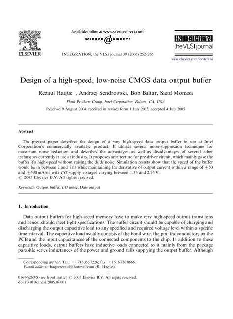 pdf design of a high speed low noise cmos data output buffer