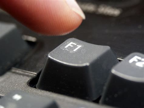 Computer Help Finger Pressing F1 Key On A Keyboard Because Of Needing