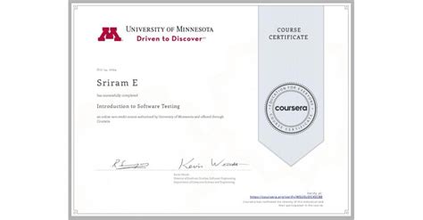 Sriram E On Linkedin Completion Certificate For Introduction To Software Testing