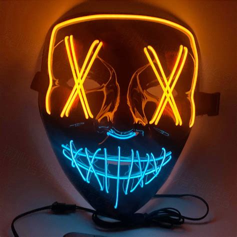 Halloween Led Glow Purge Mask Stitches El Wire Light Up Costume Party