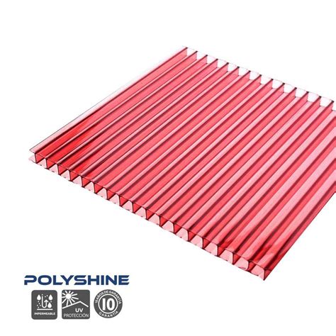 Techo De Policarbonato Alveolar Rojo 1 05m X 2 9m X 5 5mm Polyshine